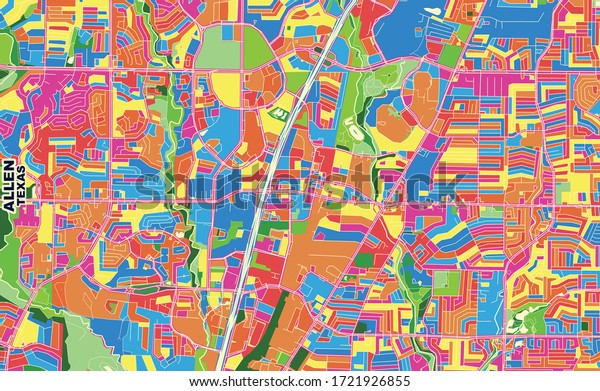 Colorful Vector Map Allen Texas Usa Stock Vector (Royalty Free) 1721926855