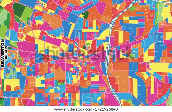 Colorful Vector Map Beaverton Oregon Usa Stock Vector (Royalty Free ...