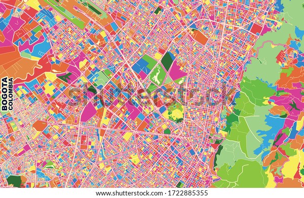 Colorido mapa vectorial de Bogotá, Colombia.: vector de stock (libre de ...