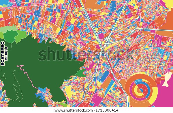 Colorful Vector Map Ecatepec Mexico Art Stock Vector (Royalty Free ...