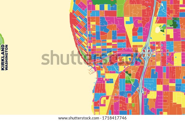 Colorful Vector Map Kirkland Washington Usa Stock Vector (Royalty Free ...