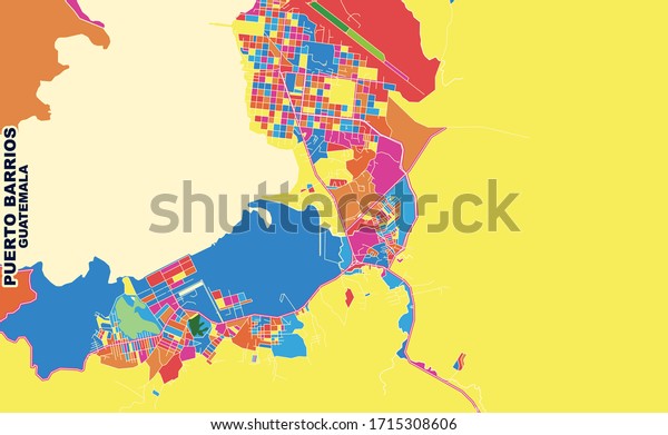 Colorful Vector Map Puerto Barrios Izabal Stock Vector (Royalty Free ...