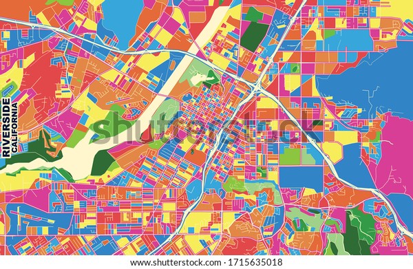 Colorido mapa vectorial de Riverside, California,: vector de stock ...