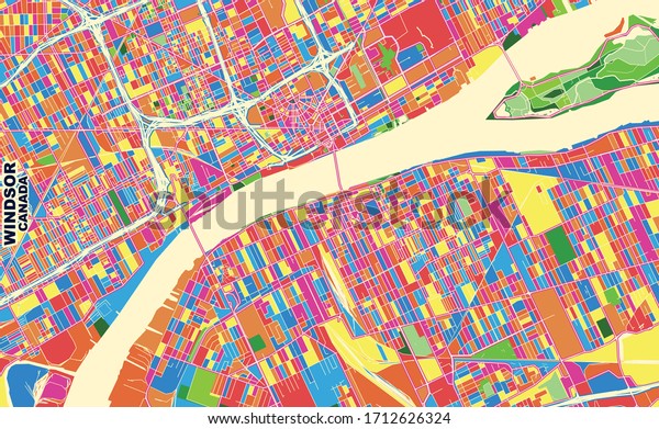 Mapa vectorial colorido de Windsor, Ontario,: vector de stock (libre de ...