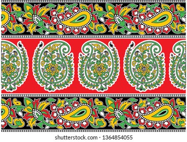 Colorful Vector Paisley Border Design Use Stock Vector (Royalty Free ...