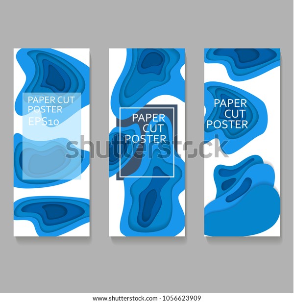 Colorful Vector Paper Cut Poster Stock Vector (Royalty Free) 1056623909