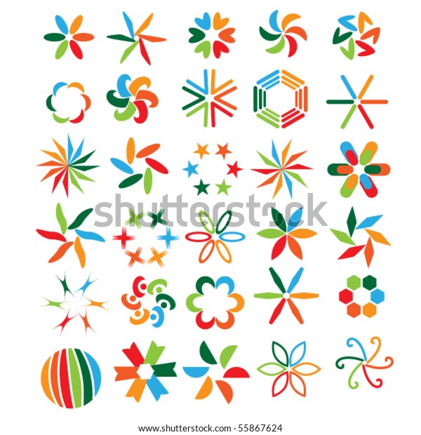 Colorful Vector Symbol Collection Over White Stock Vector (Royalty Free ...