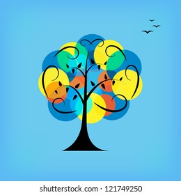 Colorful Vector Tree Background Card Template Stock Vector (Royalty ...