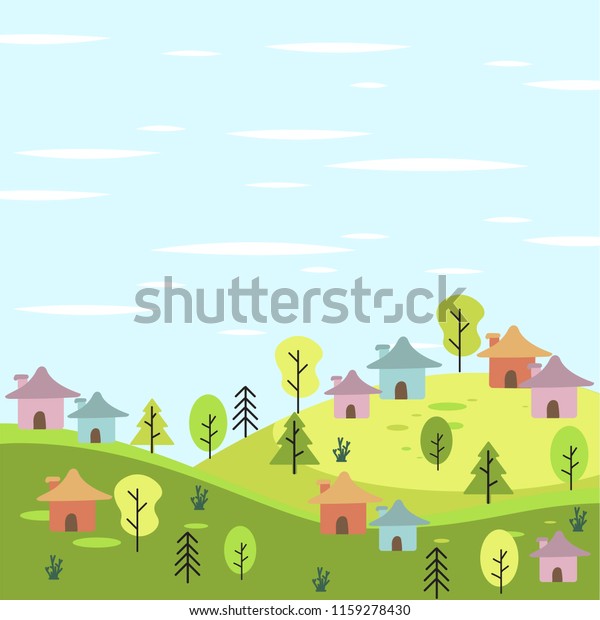 Colorful Vector Village Pattern Background Hand Stock Vector (Royalty ...