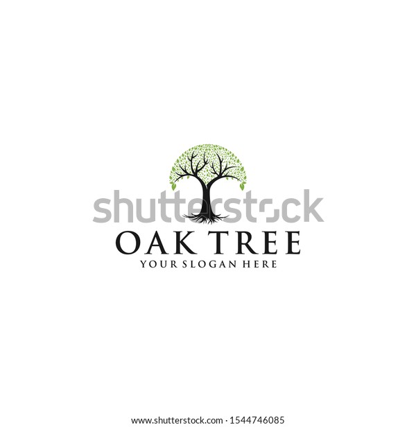 Colorful vibrant oak tree logo design concept vector