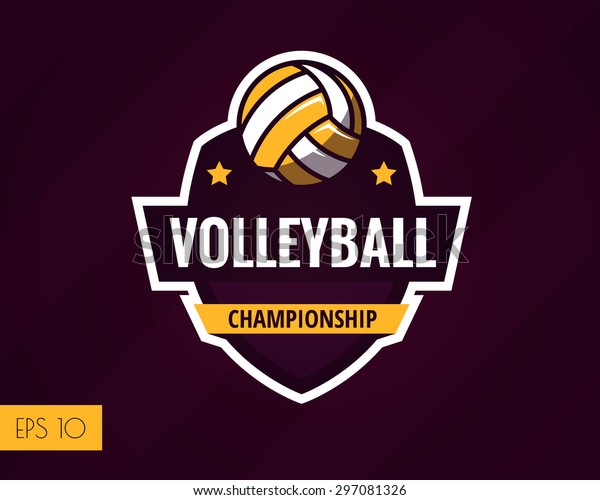 Colorful Volleyball Logo Label Vector Illustration Stock Vector ...