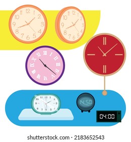 Colorful Wall Clocks Digital Clock Desk Stock Vector (Royalty Free ...