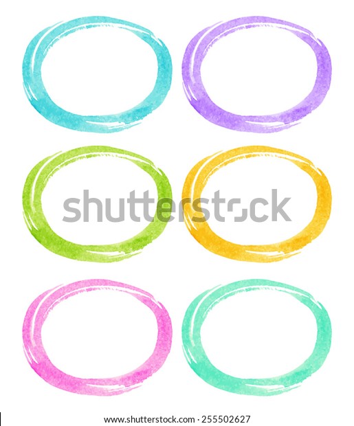 Colorful Watercolor Vector Oval Frames Brush Stock Vector (Royalty Free ...