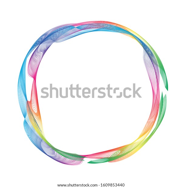 Colorful Wave Line Circle Frame On: vector de stock (libre de regalías ...