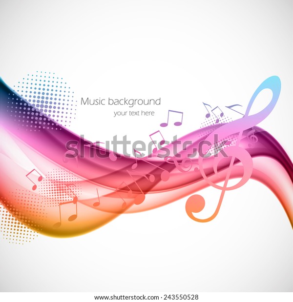 Colorful Wavy Music Background Notes Gclef Stock Vector (Royalty Free ...