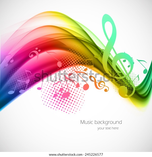 Colorful Wavy Music Background Notes Gclef Stock Vector (Royalty Free ...