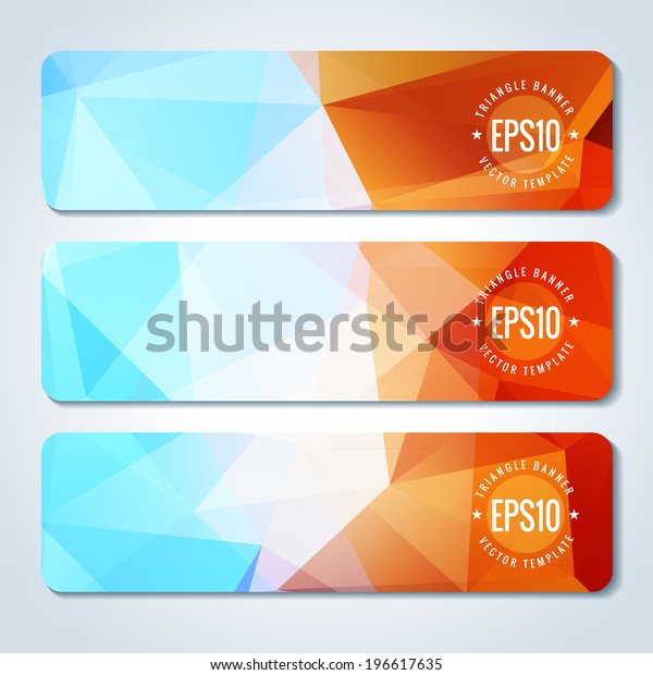 Colorful Website Header Banner Set Triangle: เวกเตอร์สต็อก (ปลอดค่า ...