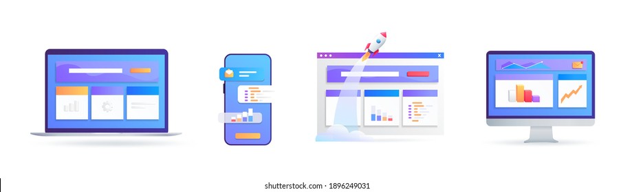 Colorful Website Mobile Design Illustrations Stock Vector (Royalty Free ...