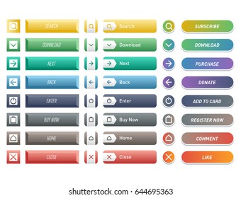 Colorful Website Web Buttons Design Vector Stock Vector (Royalty Free ...