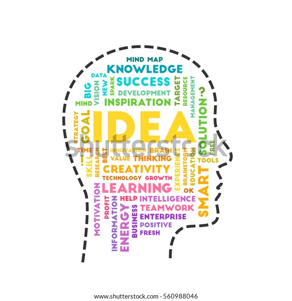 Colorful Word Cloud Head Silhouette Idea Stock Vector (Royalty Free ...