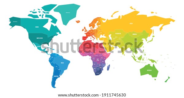Colorful World Map Colors Rainbow Spectrum Stock Vector (Royalty Free ...