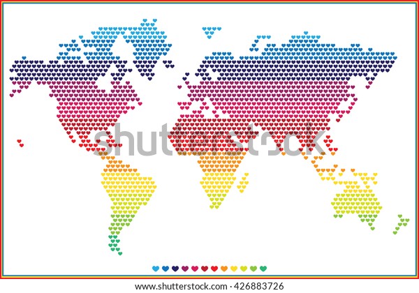 Colorful World Map Made Hearts On Stock Vector (Royalty Free) 426883726