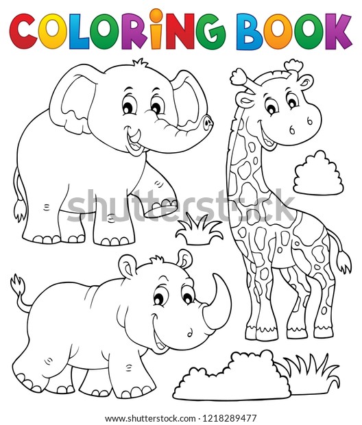 Coloring Book African Nature Theme Set Stock Vector (Royalty Free ...
