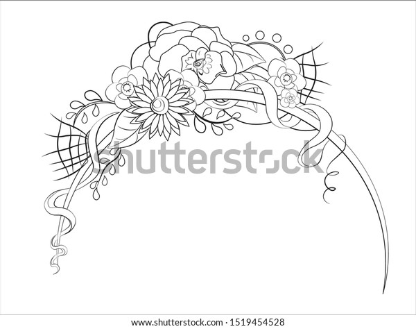 Coloring Book Arch Element Flowers Tapes Stock Vector (Royalty Free ...