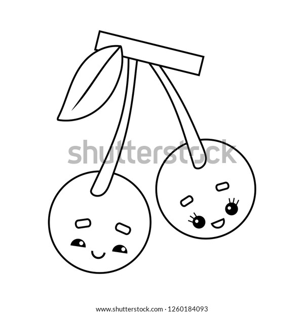 Coloring Book Children Cherry Cute Face Stock Vector (Royalty Free ...