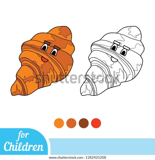 Coloring Book Children Croissant Cute Face Stock Vector (Royalty Free ...