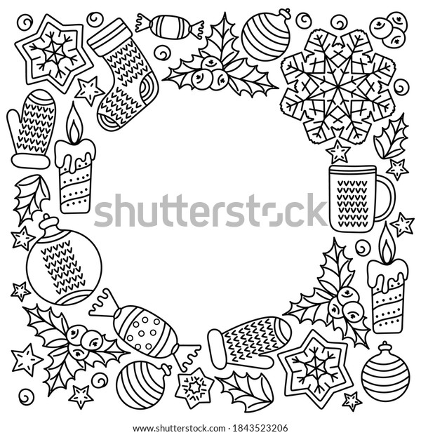 Coloring Book Children Cute Winter Frame Stock Vector (Royalty Free ...