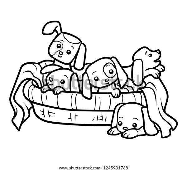 Coloring Book Children Five Dogs Stock Vector (Royalty Free) 1245931768 ...