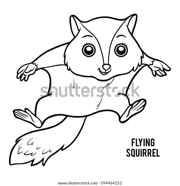 Coloring Book Children Flying Squirrel Stock Vector (Royalty Free ...