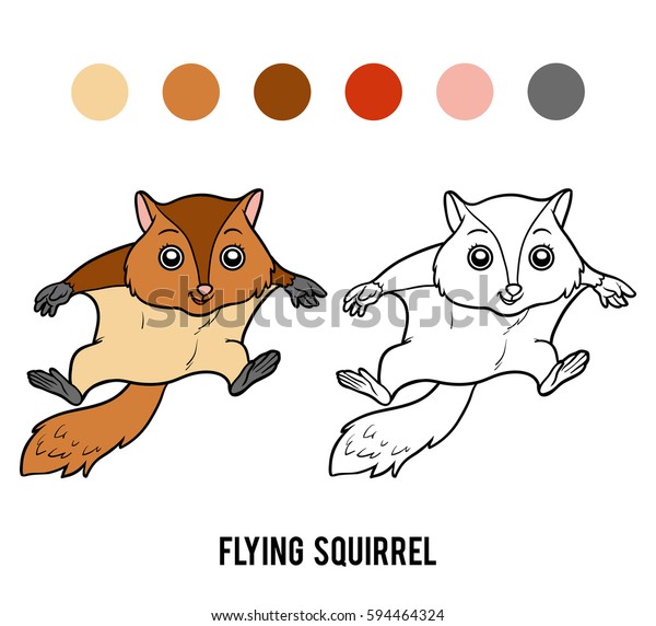 Coloring Book Children Flying Squirrel Stock Vector (Royalty Free ...