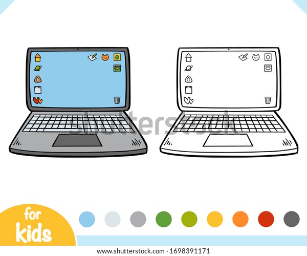 Coloring Book Children Laptop Computer Stock Vector (Royalty Free ...