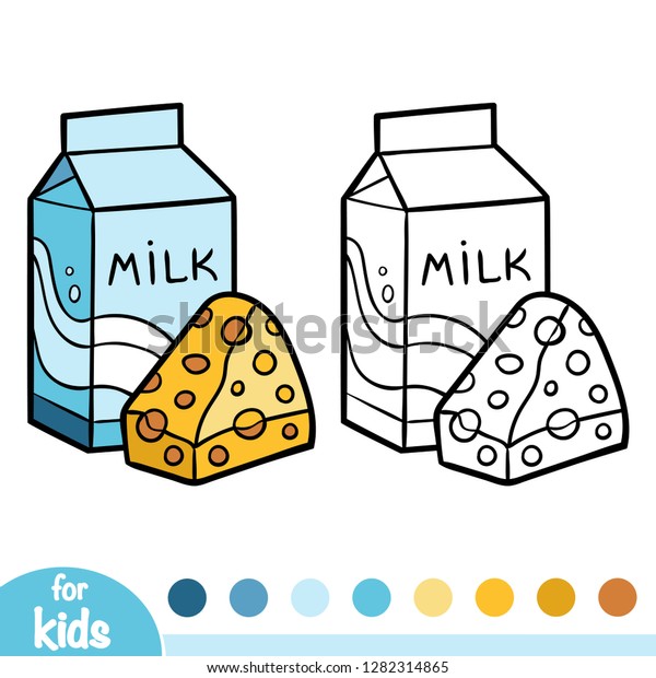 Coloring Book Children Milk Box Cheese Stock Vector (Royalty Free ...