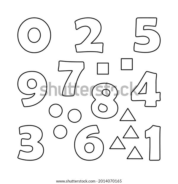 Coloring Book Children Numbers Geometric Shapes Stock Vector (Royalty ...