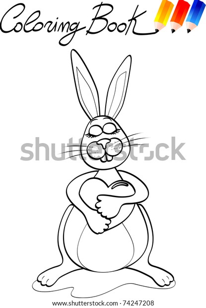 Coloring Book Children Rabbit Heart Vector Stock Vector (Royalty Free ...