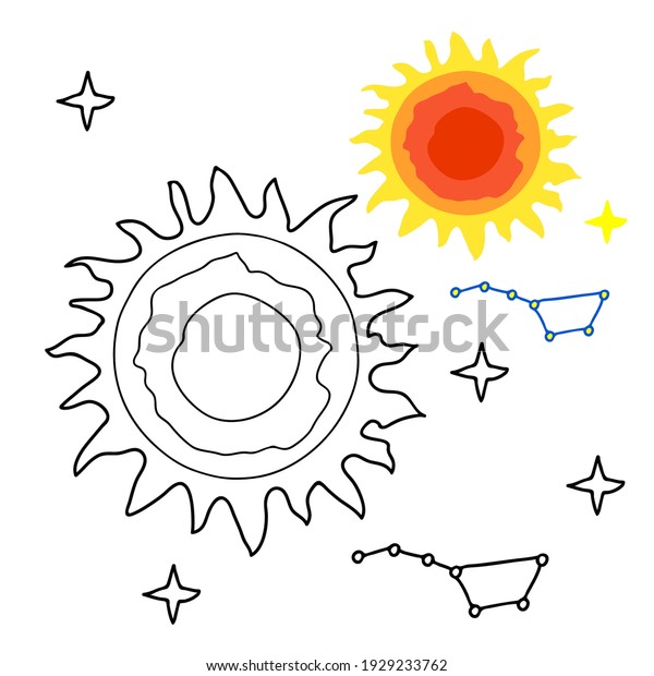 Coloring Book Children Space Theme Sun Stock Vector (Royalty Free ...
