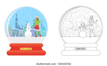 Coloring Book Children Winter Ball Vector Stock Vector (Royalty Free ...