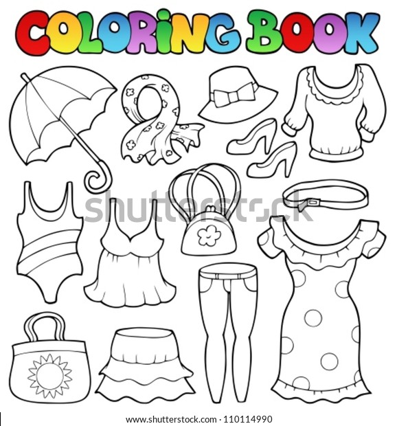 Coloring Book Clothes Theme 2 Vector Stock Vector (Royalty Free) 110114990