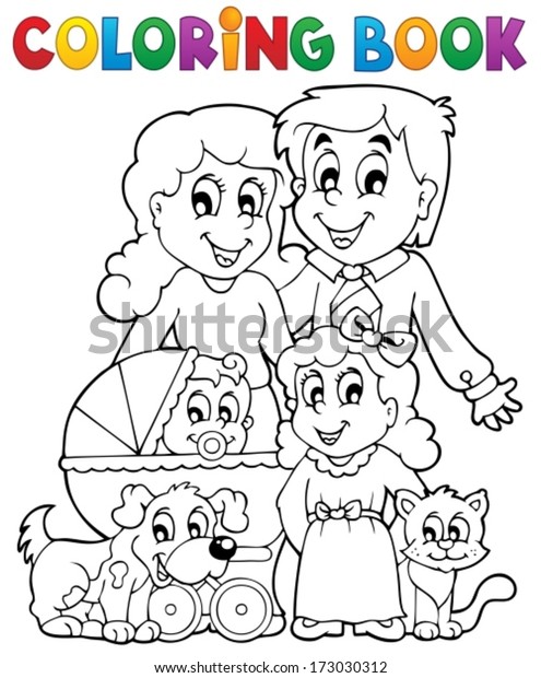 Coloring Book Family Theme Eps10 Vector Stock Vector (Royalty Free ...