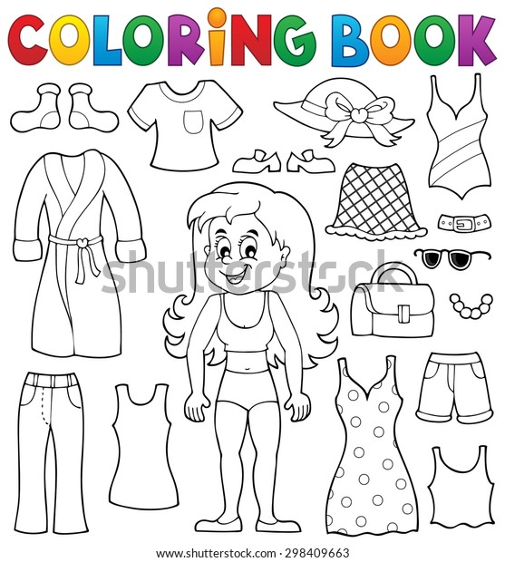 Coloring Book Girl Clothes Theme 1 Stock Vector (Royalty Free ...