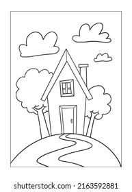 Coloring Book House Nature Stock Vector (Royalty Free) 2163592881 ...