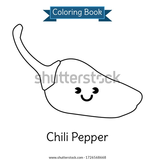 Vektor Stok Coloring Book Kid Chibi Chili Pepper (Tanpa Royalti ...