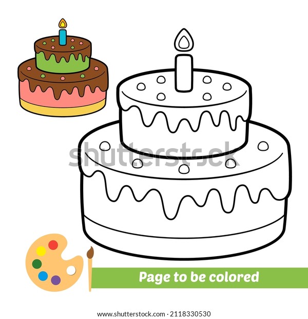 Coloring Book Kids Cake Vector Stock Vector (Royalty Free) 2118330530 ...