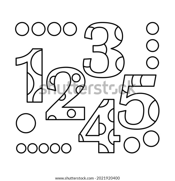 Coloring Book Kids Patterned Numbers 1 Stock Vector (Royalty Free ...
