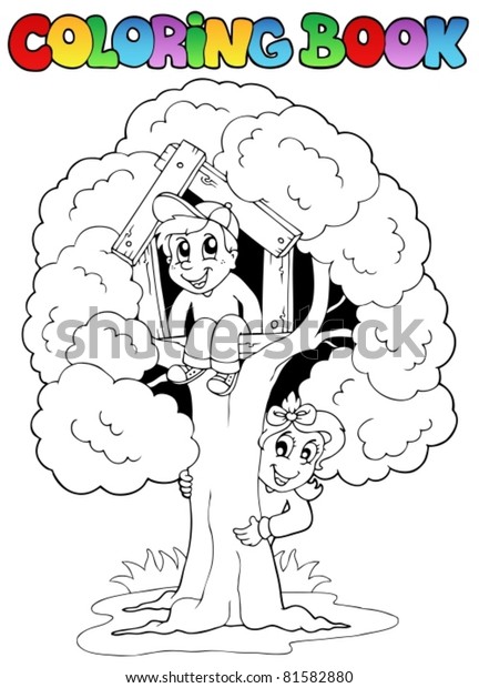 Coloring Book Kids Tree Vector Illustration 库存矢量图（免版税）81582880 ...
