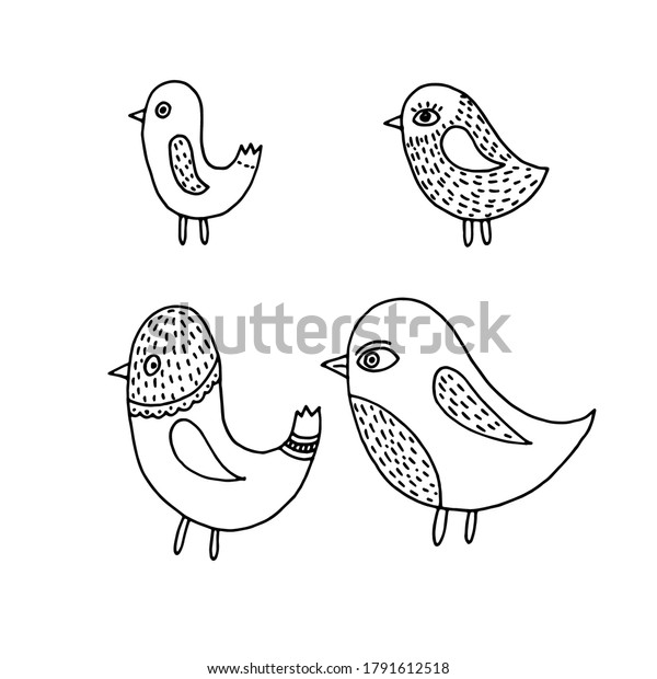 Coloring Book Little Birds Patterns Set Stock Vector (Royalty Free ...