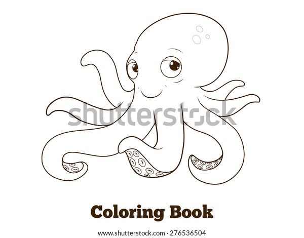 Coloring Book Octopus Cartoon Educational Illustration 스톡 벡터(로열티 프리 ...